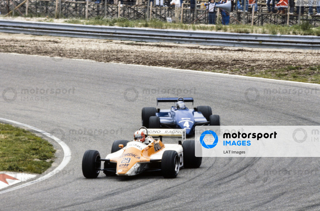 Marc Surer Arrows A4 Ford Leads Brian Henton Tyrrell 011 Ford